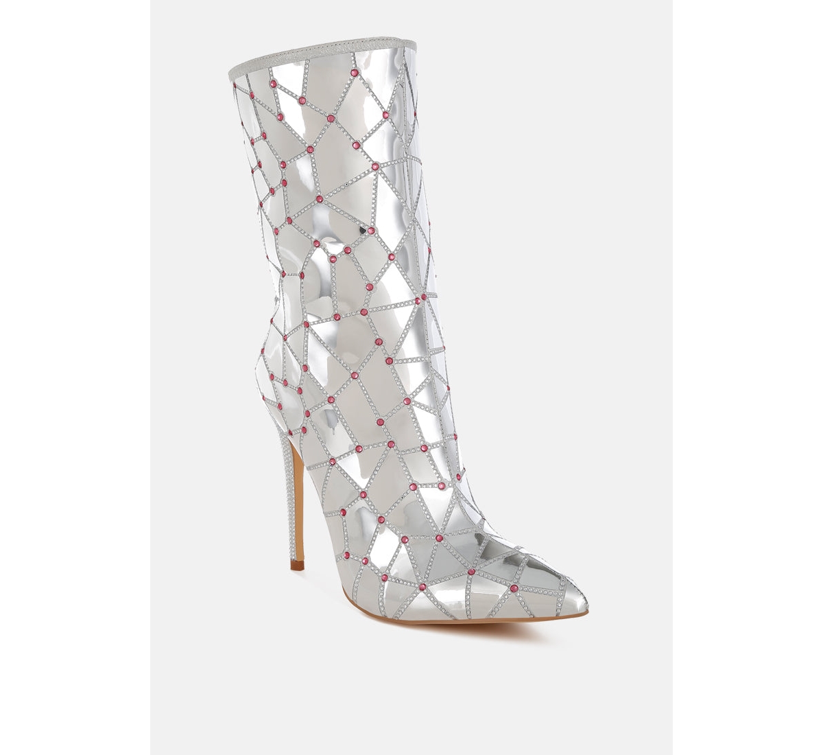 Click here for Echostage Rhinestones Embellished Metallic Boots -... prices