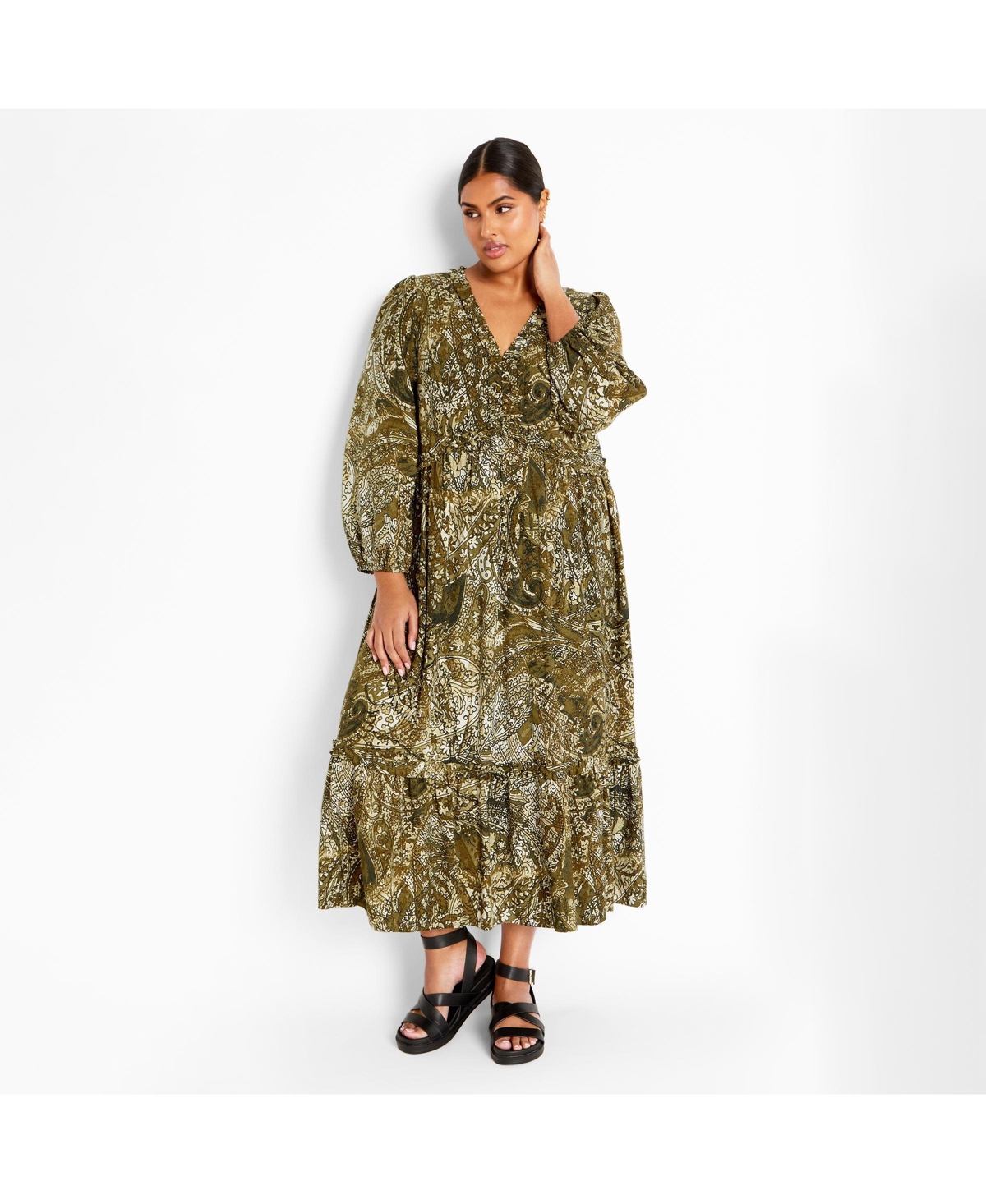 Click here for City Chic Womens Gaia Print Dress - Green print prices