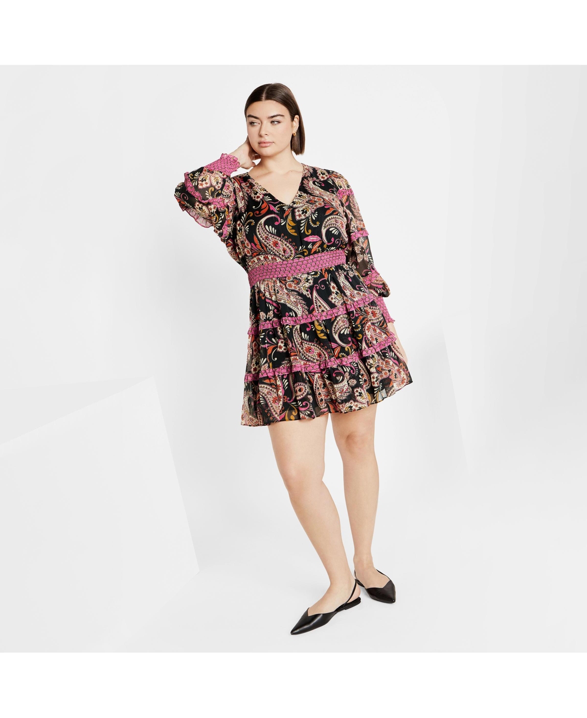 Click here for City Chic Womens Plus Size Hollie Print Dress - Pa... prices