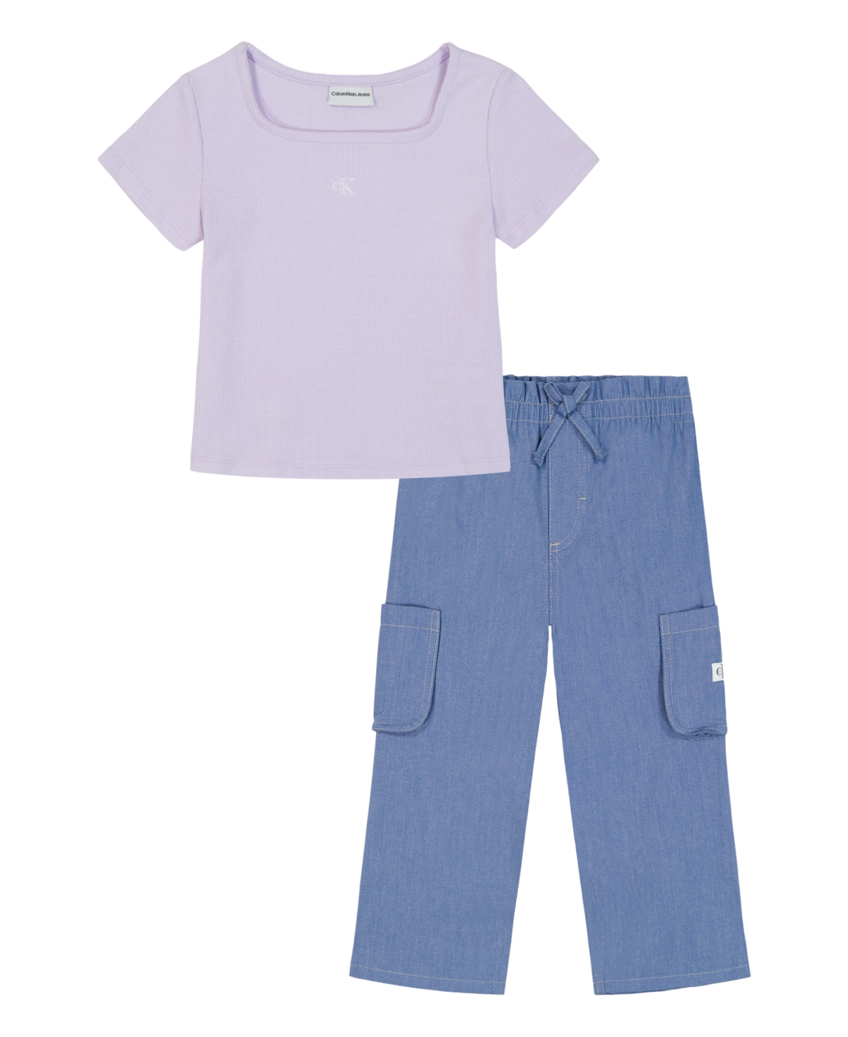 Click here for Calvin Klein Girls 4-6X Square Neck T-Shirt and Wi... prices