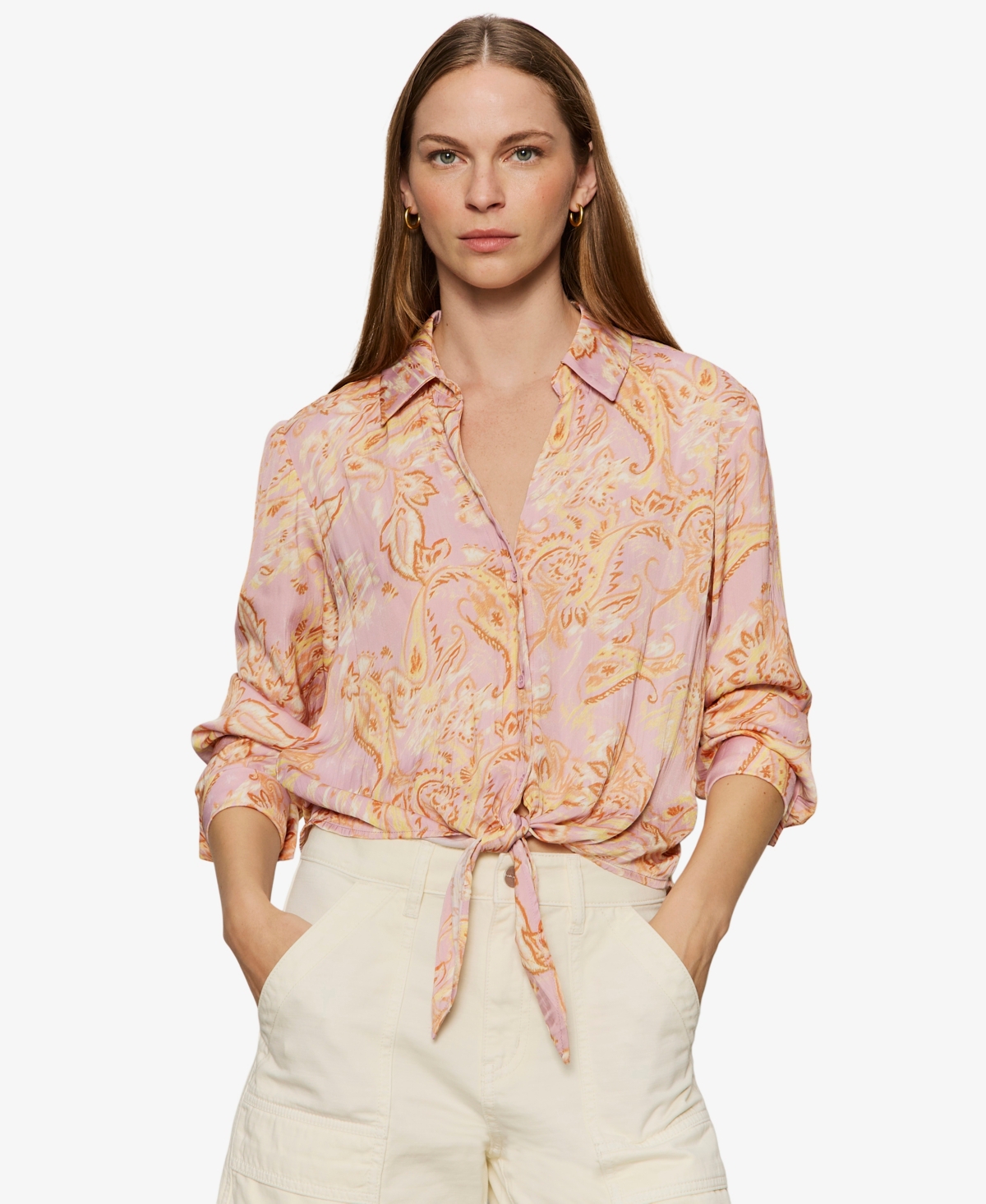 Click here for Sanctuary Womens Lover Printed Tie Shirt - Whimsy prices