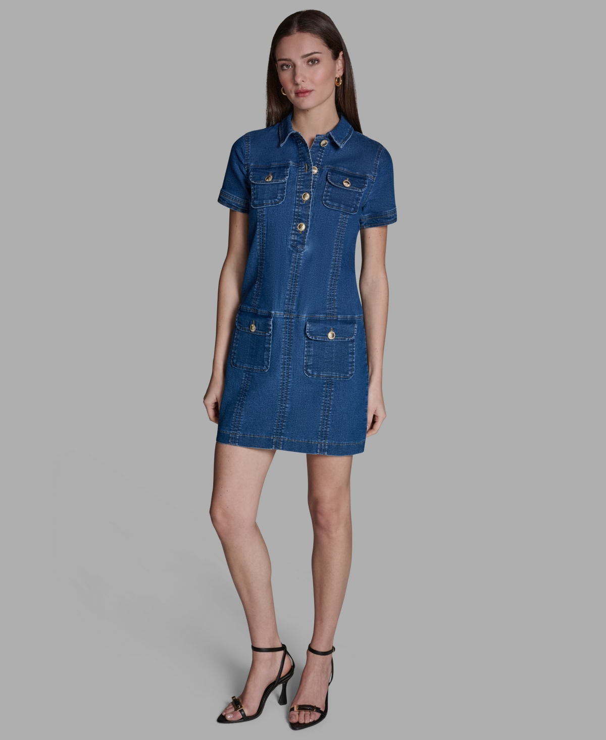 Click here for Bcbg Womens Collared Neck Denim Shirt Dress - Dark... prices