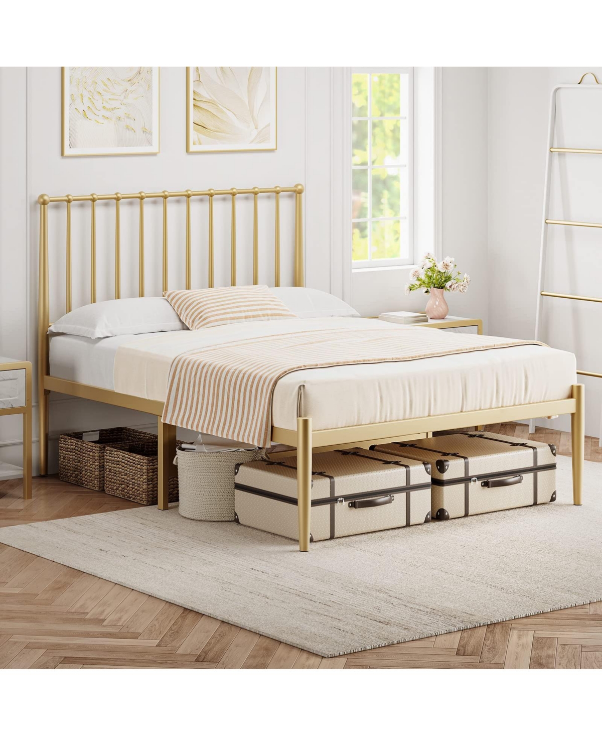 Click here for gaomon Full Metal Bed Frame with Retro Headboard... prices