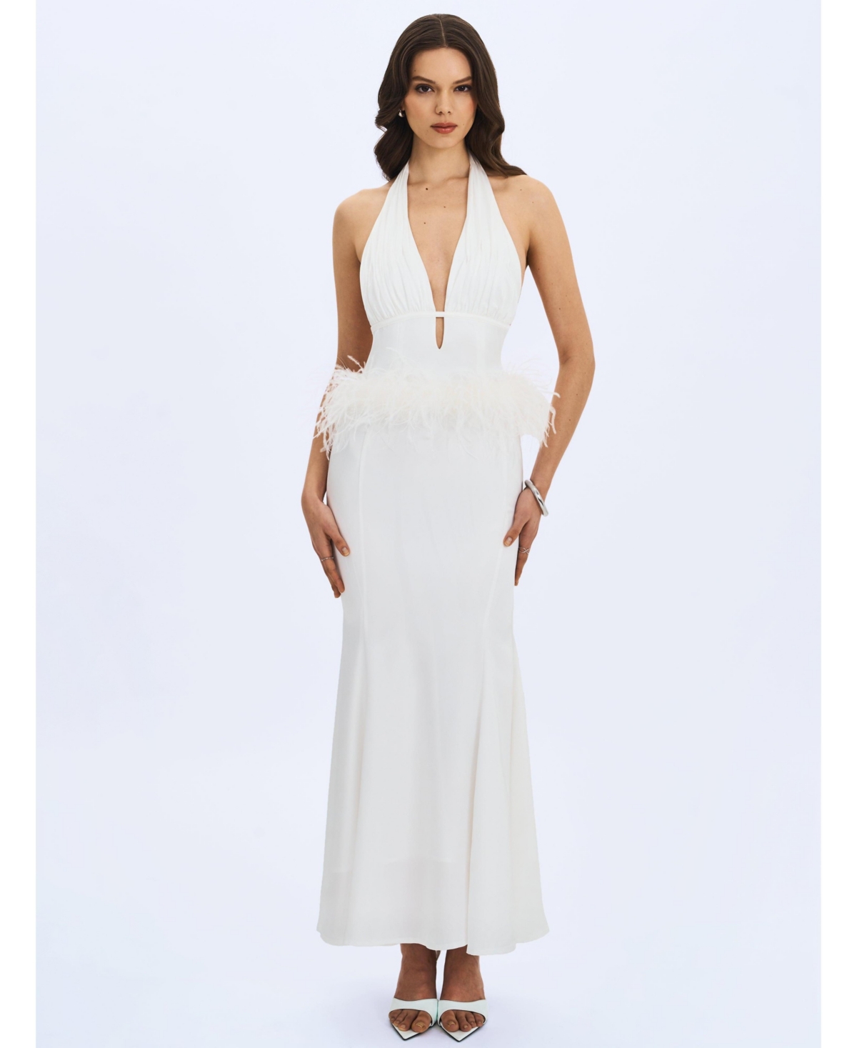 Click here for Miss Circle Women Solene Pleated Halter Backless F... prices