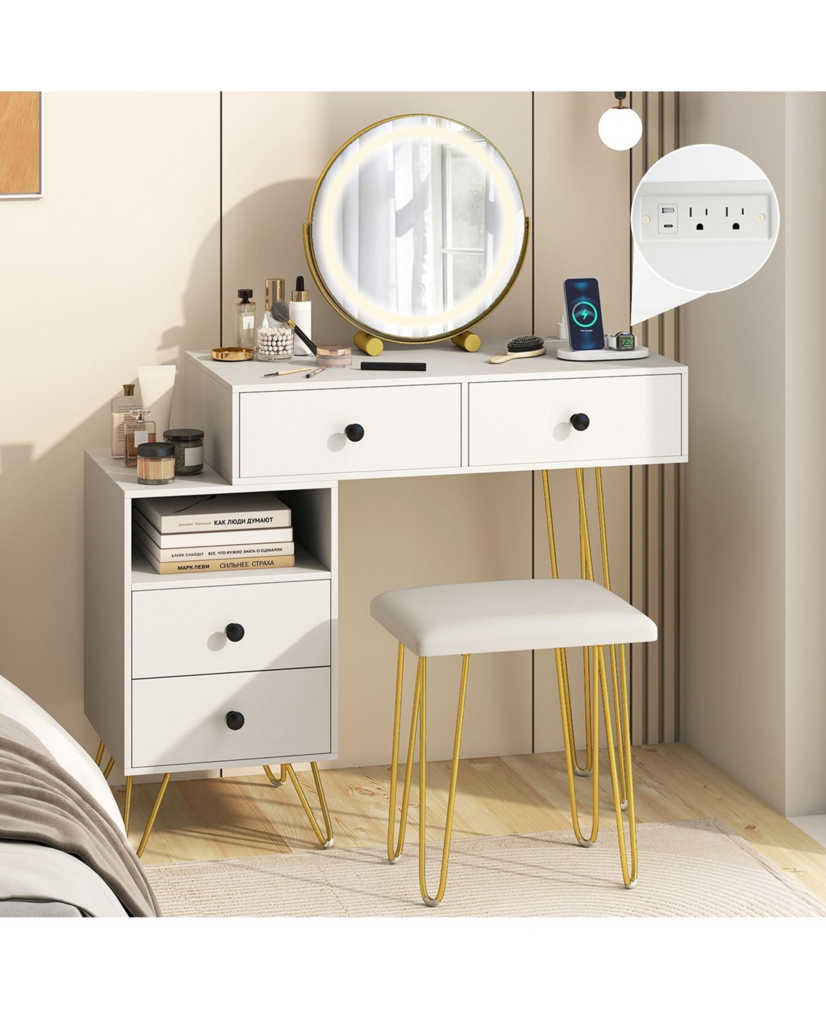 Click here for Volenca Modern Dressing Table with Storage Cabinet... prices