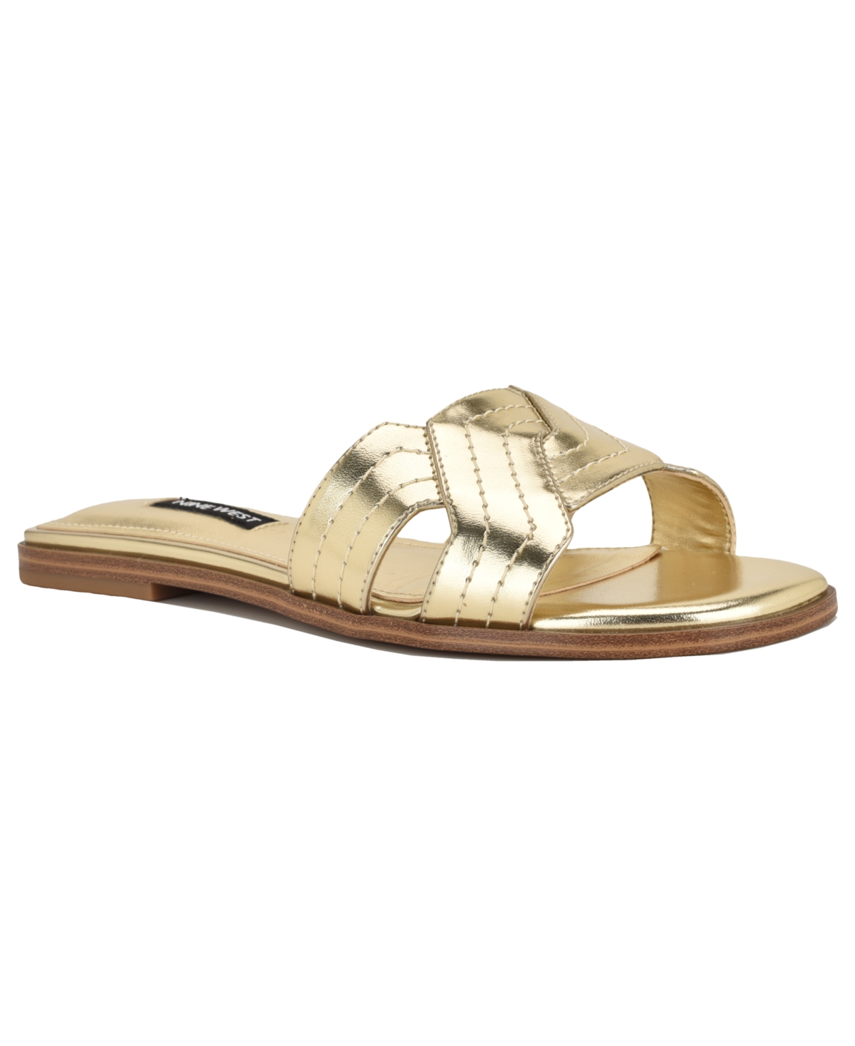 Click here for Nine West Womens Gammy Flat Square Toe Sandals - G... prices