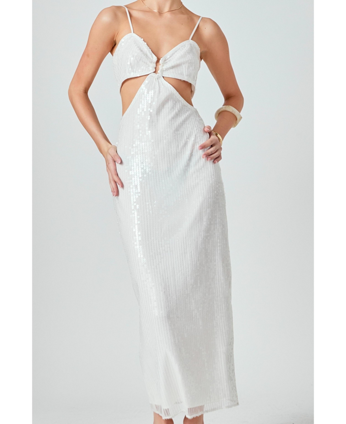 Click here for endless rose Womens Sequin Midi Dress - White prices