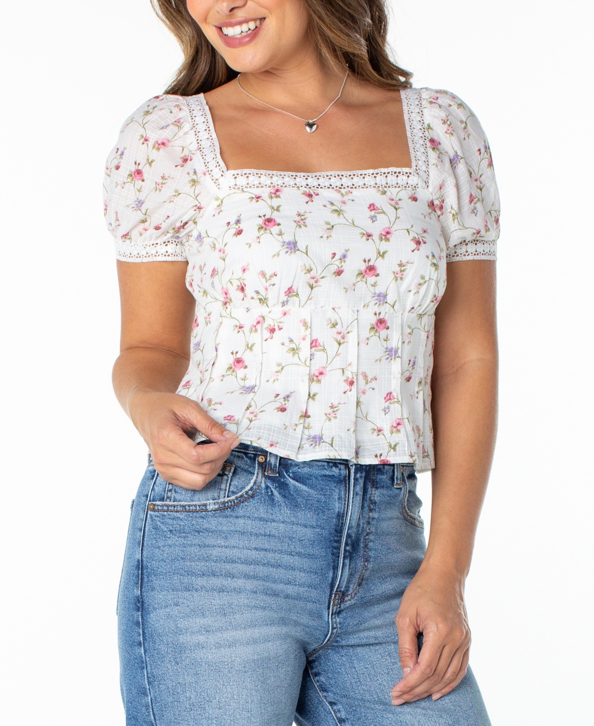 Click here for Celebrity Pink Juniors Lace-Trim Pleated Babydoll... prices