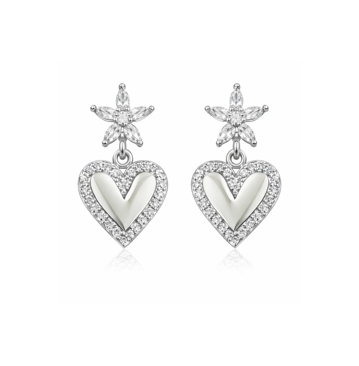 Click here for Hollywood Sensation Bloom Heart Drop Earrings - Si... prices