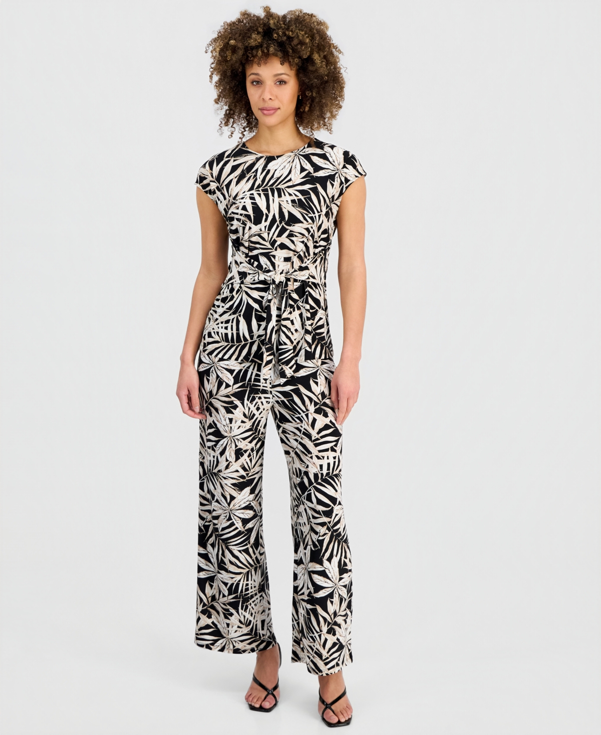 Click here for Kasper Womens Printed Wide-Leg Pull-On Pants - Bla... prices