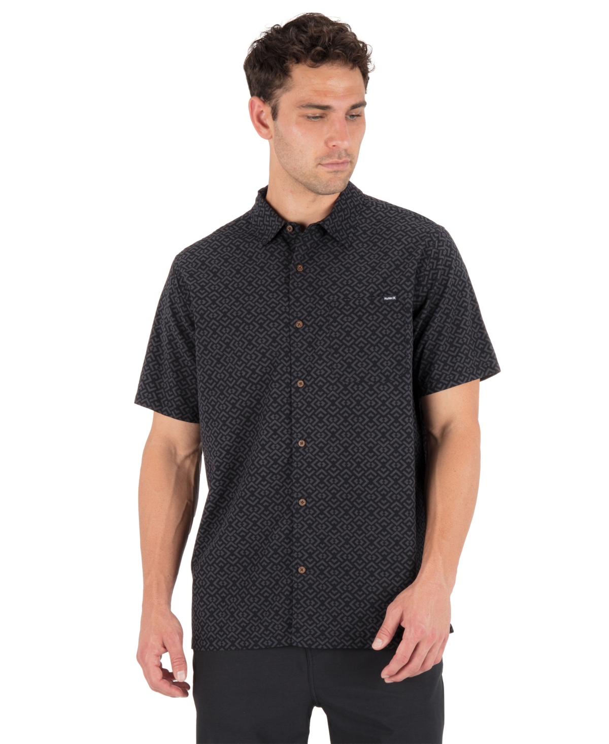 Click here for Hurley Mens Relaxed-Fit Point Collared Shirt - Bla... prices