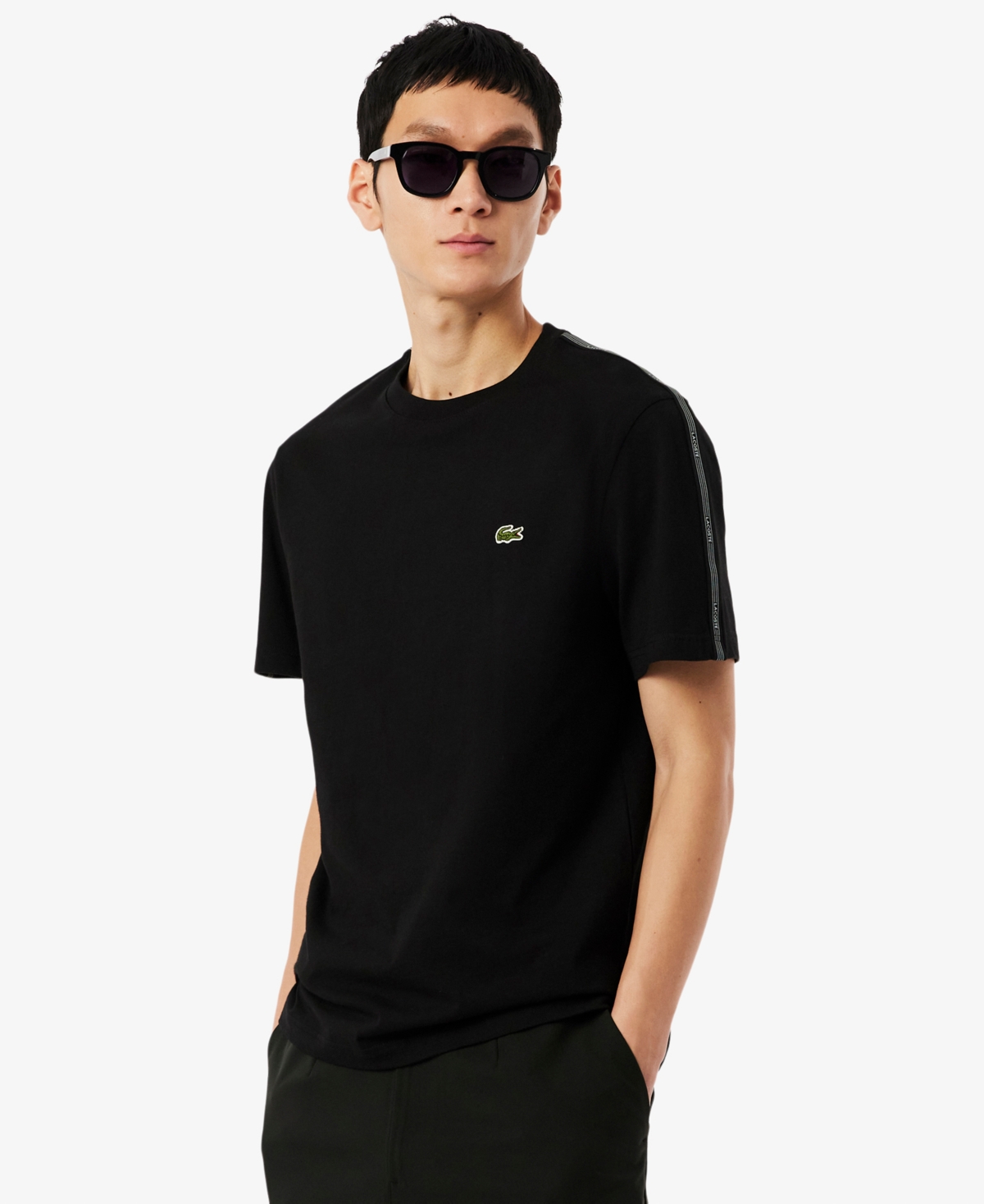 Click here for Lacoste Mens Crewneck Branded Stripe Band T-Shirt... prices