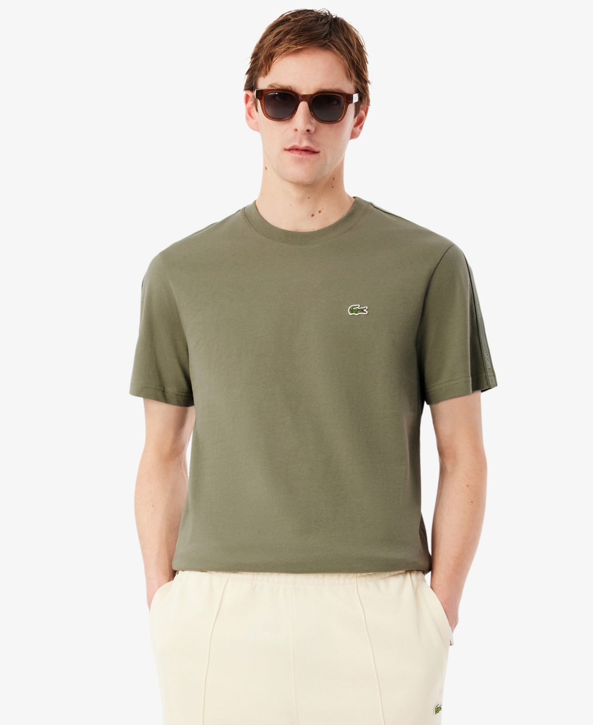 Click here for Lacoste Mens Crewneck Branded Stripe Band T-Shirt... prices