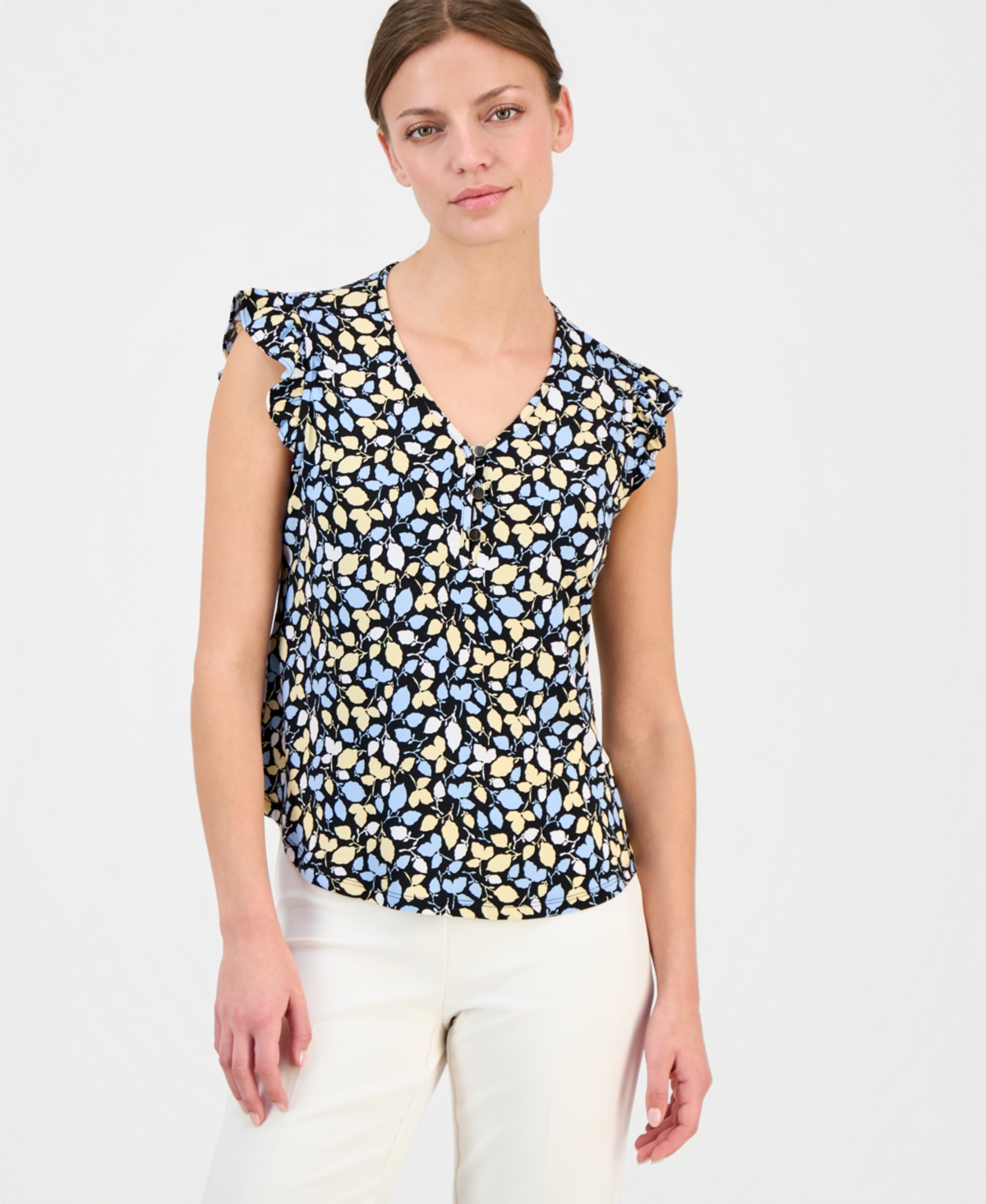 Click here for Anne Klein Essentials Petite Short-Sleeve V-Neck B... prices