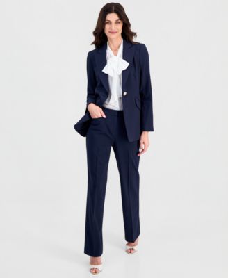 Click here for Tahari Asl Womens One Button Blazer Tie Neck Sleev... prices