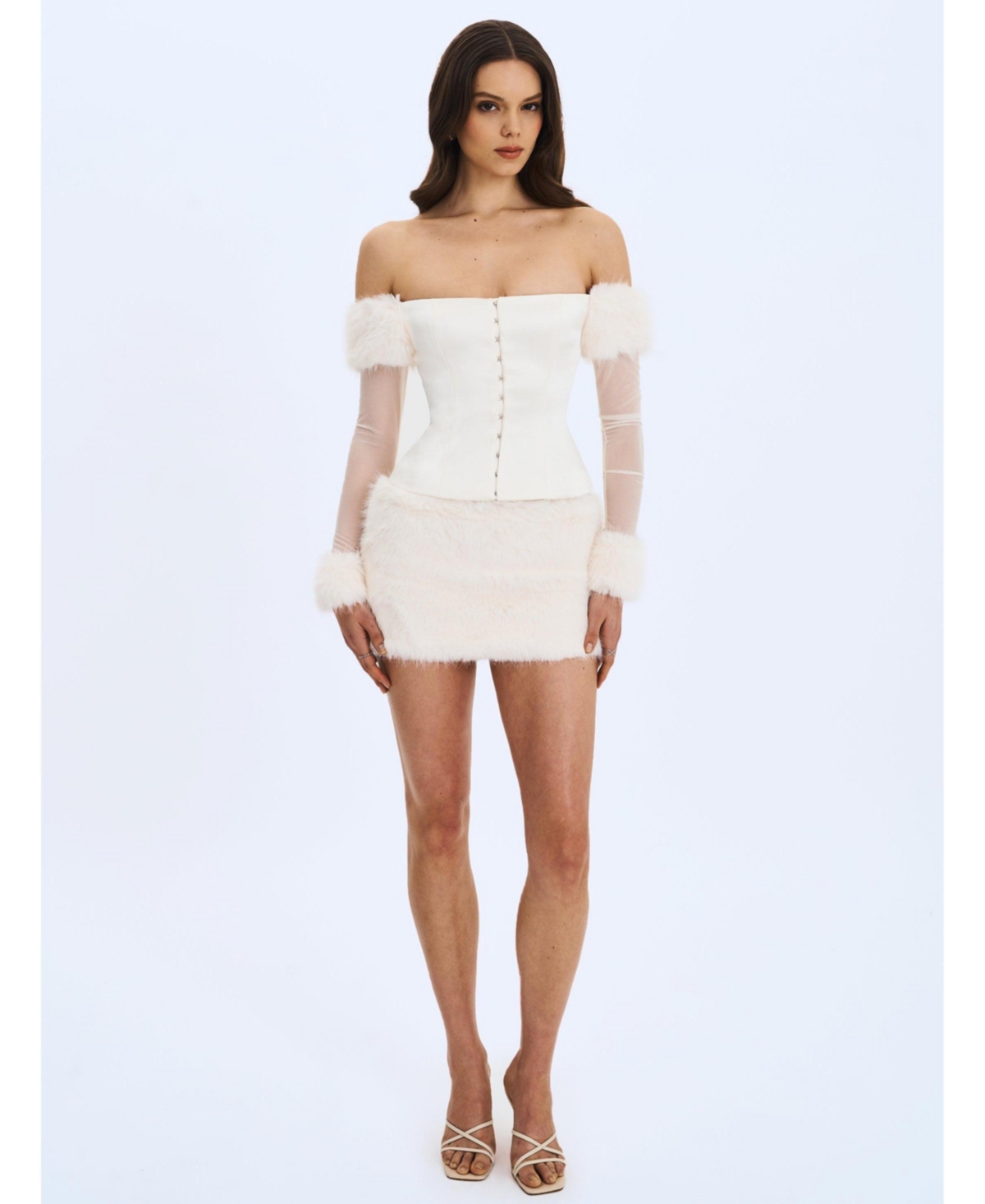 Click here for Miss Circle Womens Narla Low-Waisted Fur Mini Skir... prices