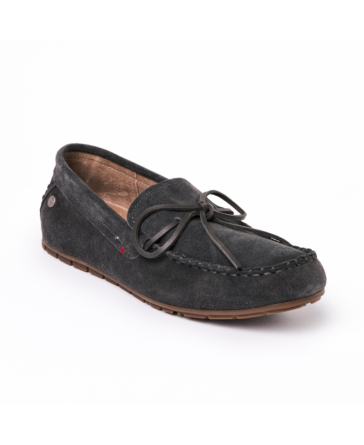 Click here for Minnetonka Mens Suede Loafer Moc - Charcoal prices