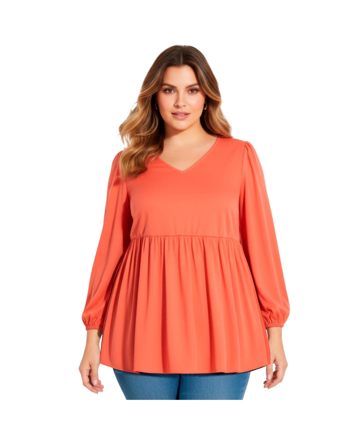 Click here for Avenue Womens Plus Size V Neck Blouson Elastic Wai... prices