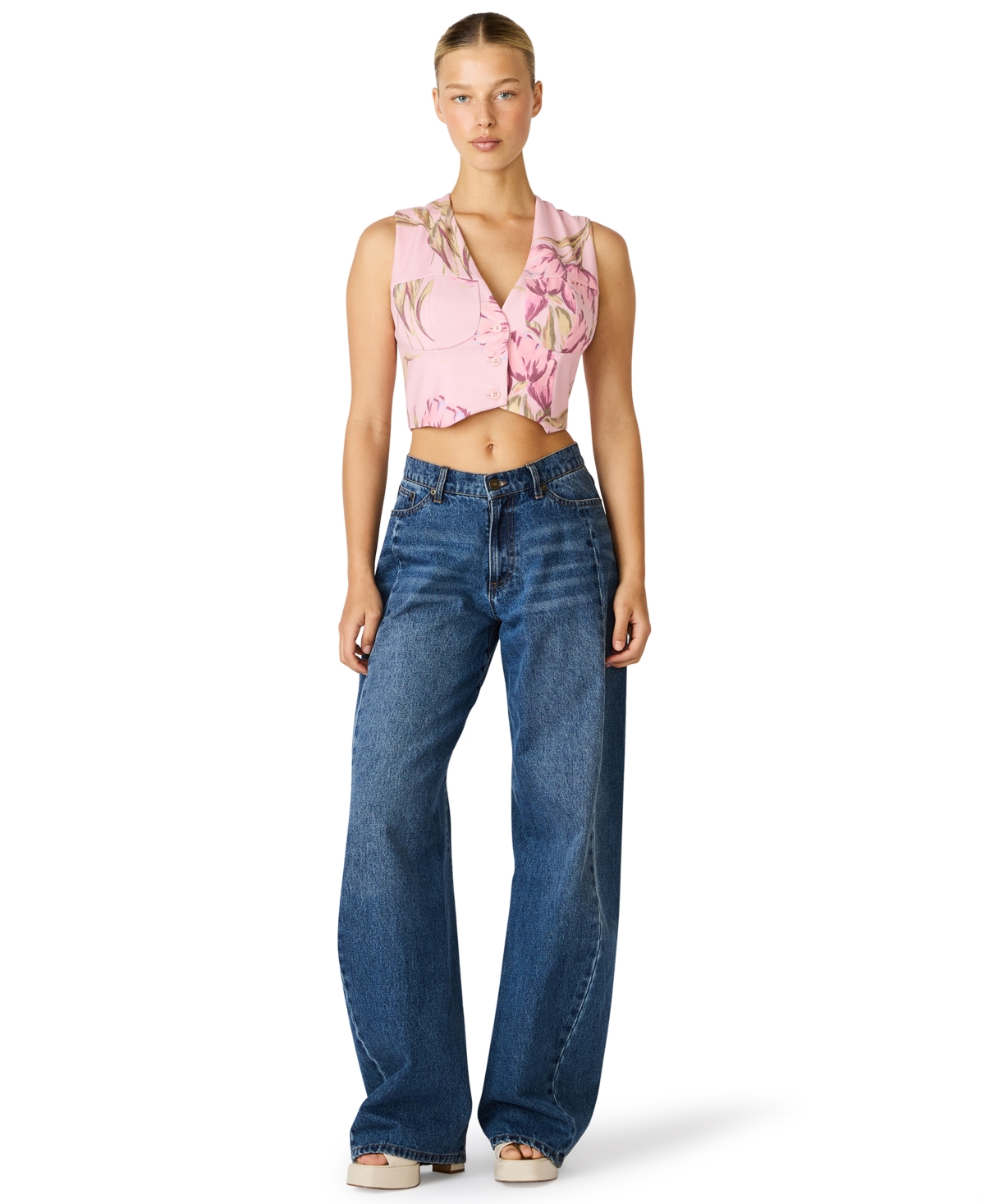 Click here for Steve Madden Womens Raleen V-Neck Vest - Tulip Fie... prices