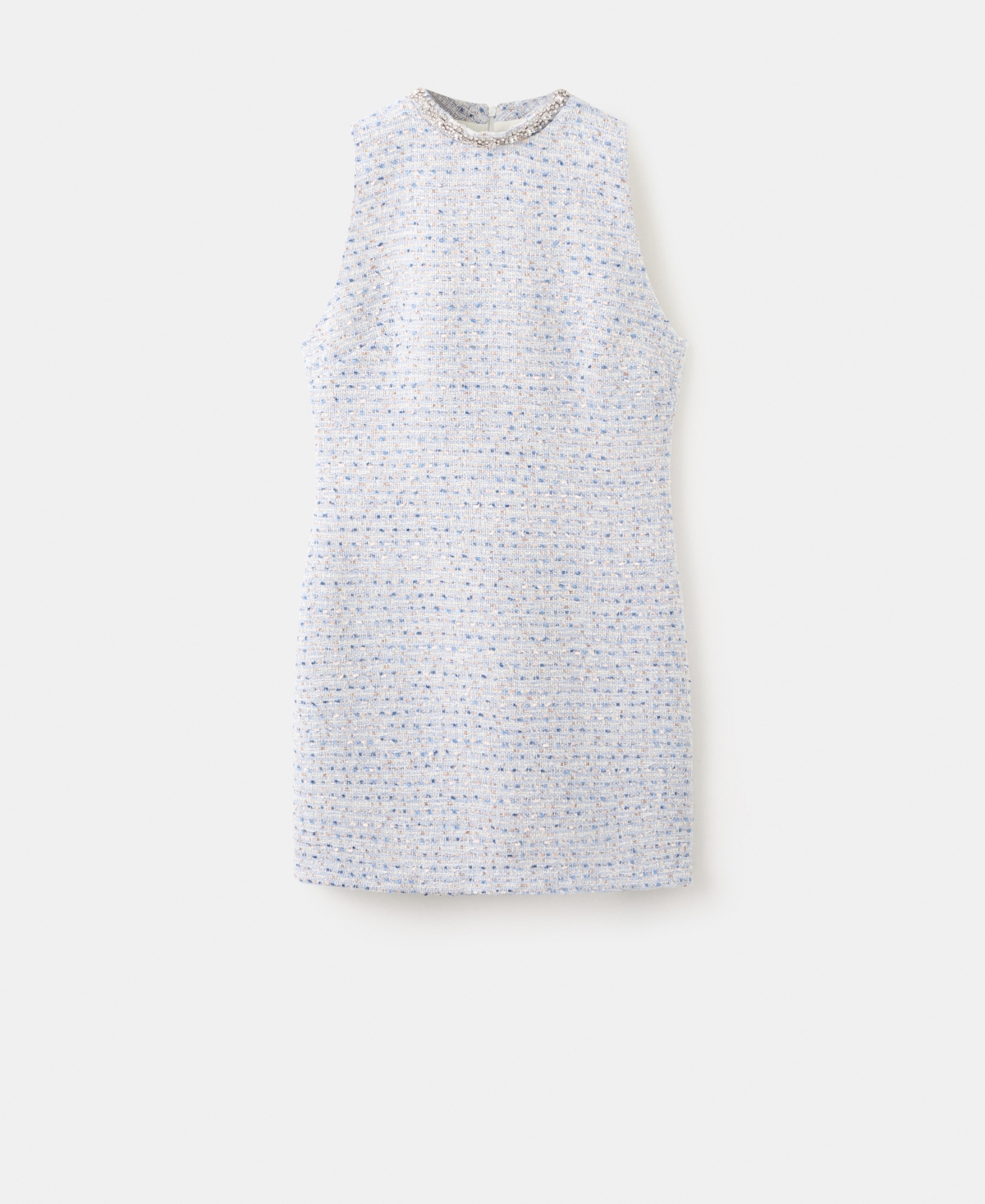 Click here for Mango Womens Rhinestone Collar Tweed Dress - Sky B... prices