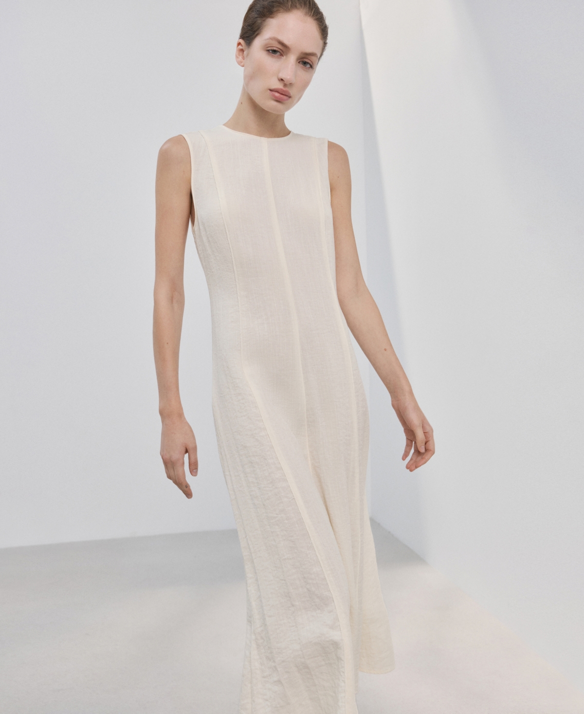 Click here for Mango Womens Godets A-Line Dress - Ecru prices