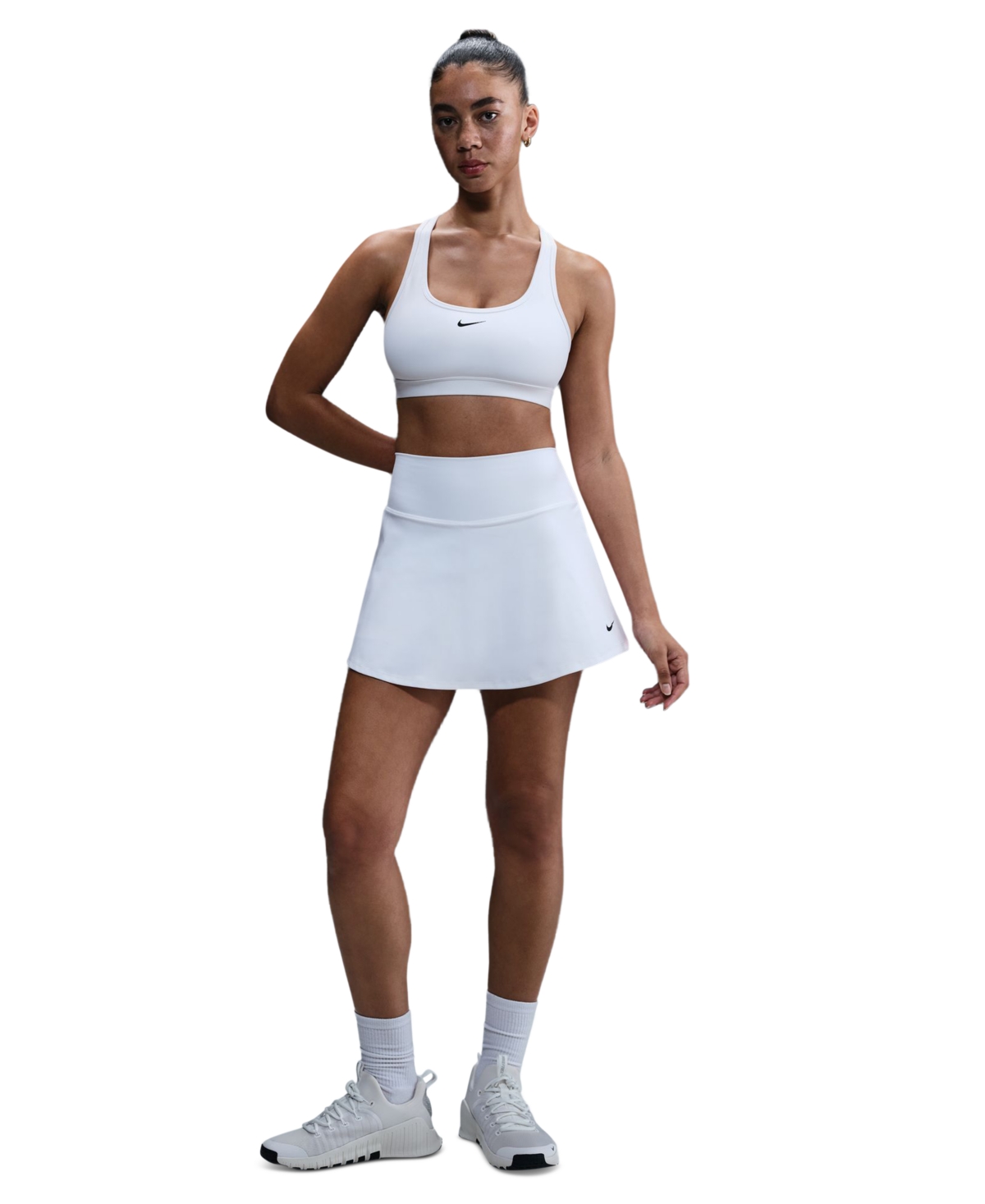 Click here for Nike Womens Dri-Fit Swoosh Logo Skirt - White/blac... prices