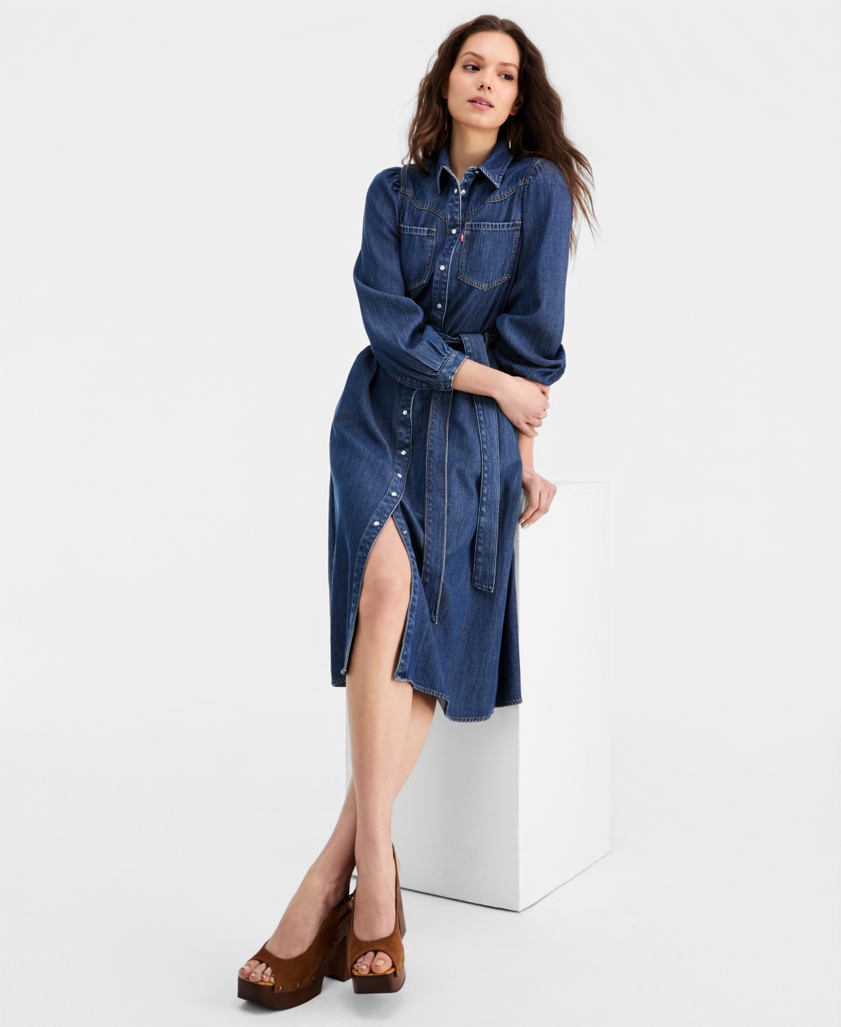 Click here for Levis Womens Point Collar Long-Sleeve Dress - Cele... prices