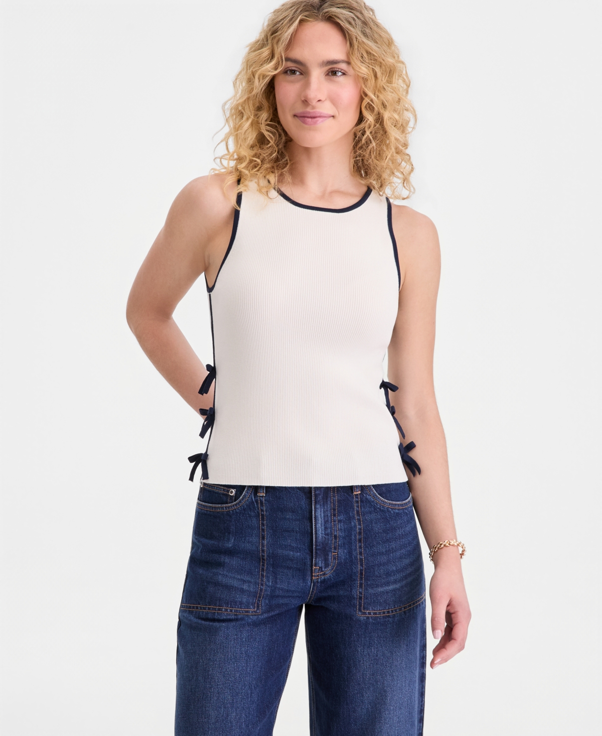 Click here for On 34th Womens Bow-Trim Sleeveless Sweater Tank To... prices