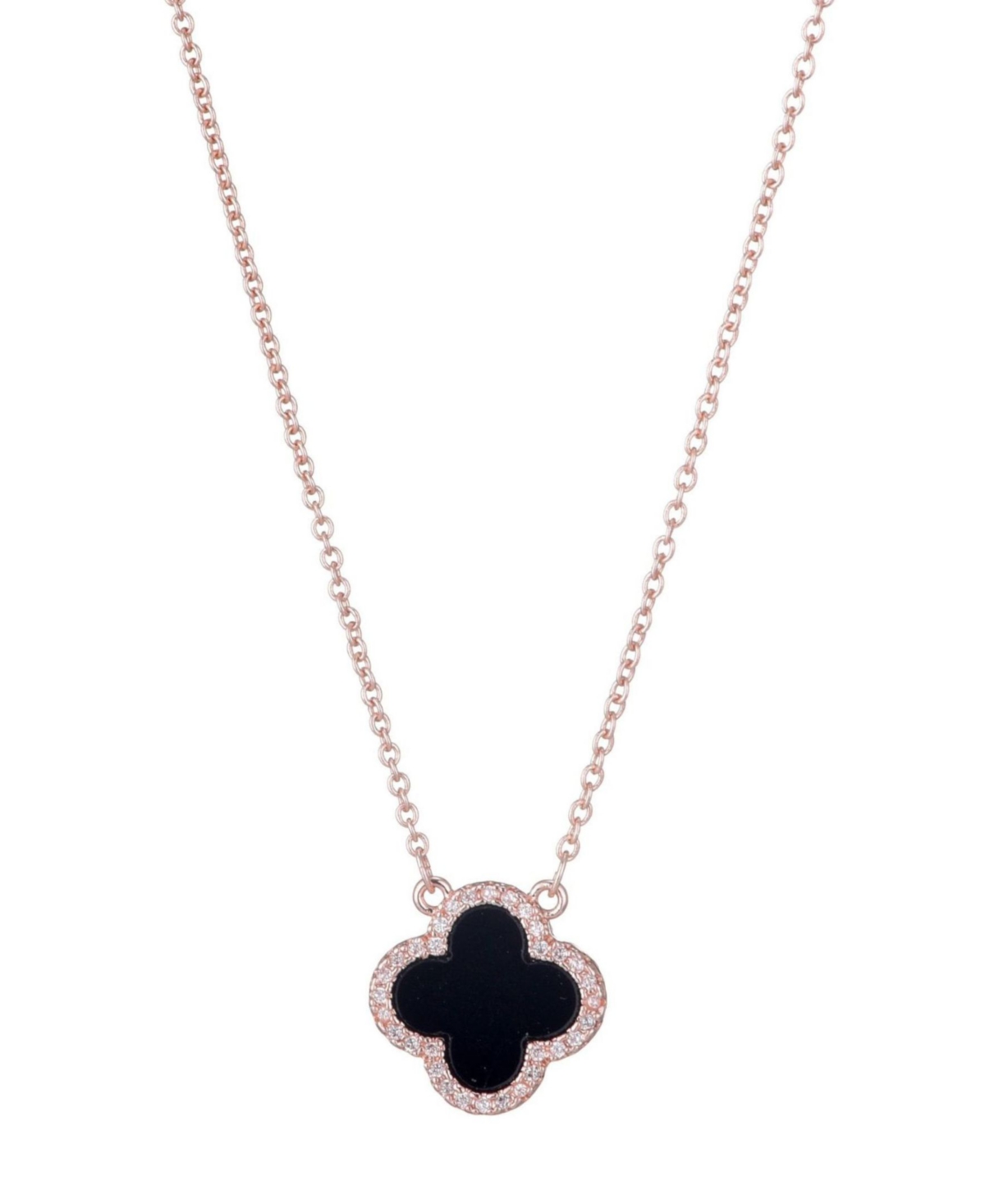 Click here for Adornia Rose Gold Cz Black Clover Necklace - Black prices