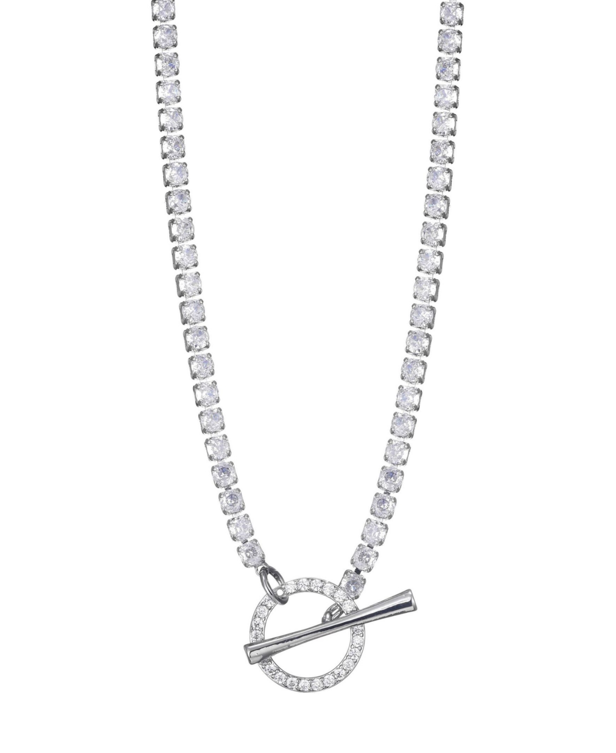 Click here for Adornia Silver Crystal Toggle Tennis Necklace - Si... prices