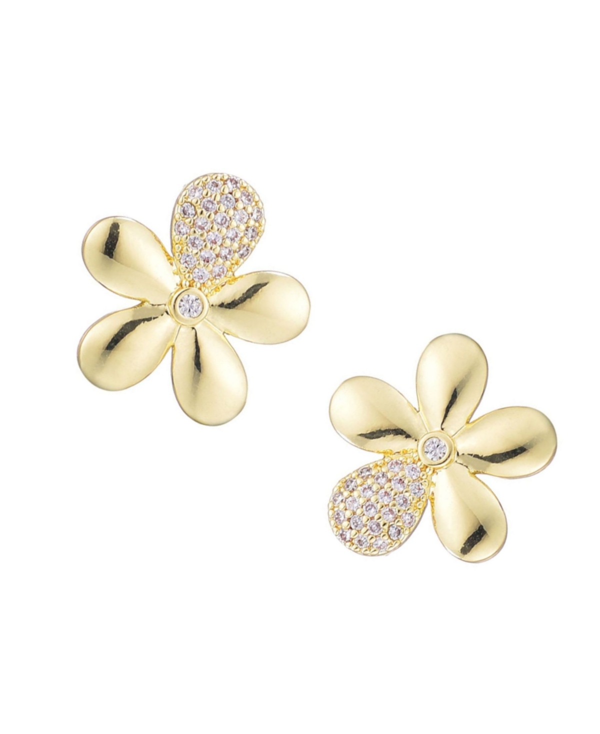 Click here for Adornia Gold Cz Flower Petal Stud Earrings - Gold prices