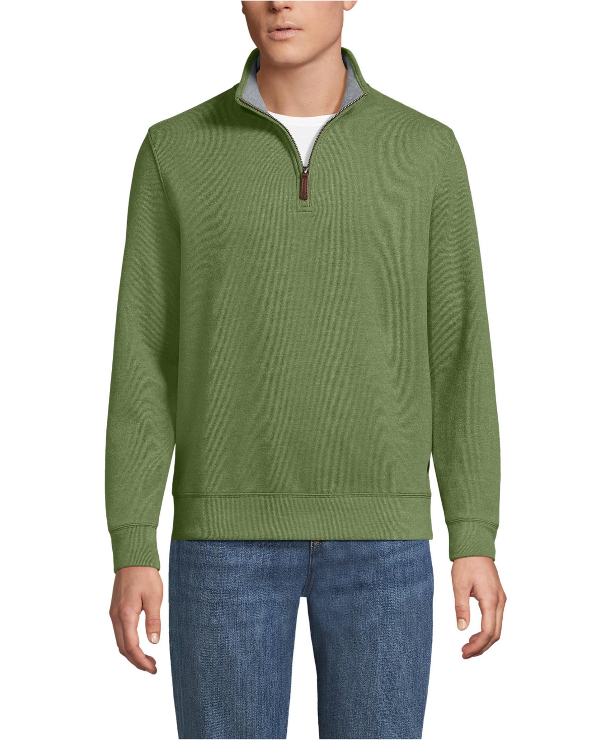 Click here for Lands End Mens Bedford Rib Quarter Zip Sweater - D... prices