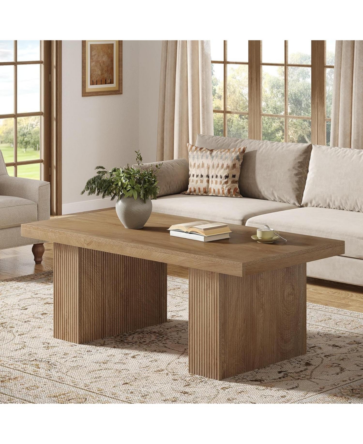 Click here for Tribesigns Farmhouse Coffee Table  47.24 Inch Rect... prices