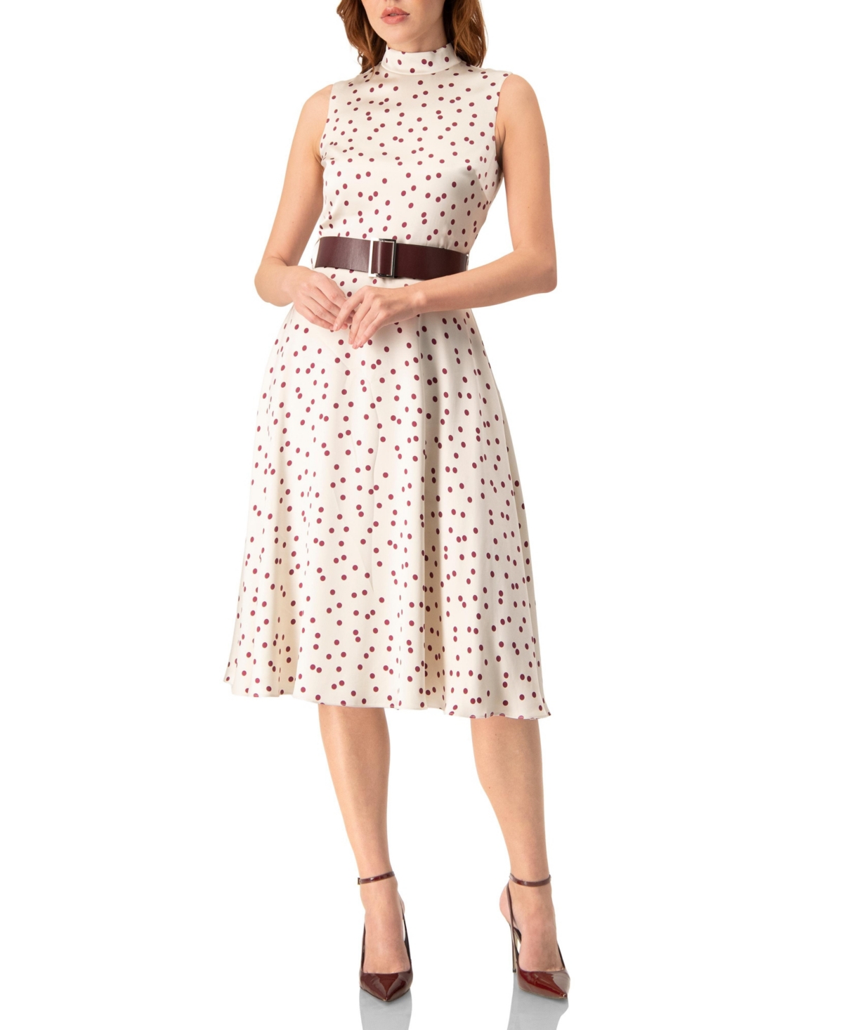 Click here for Ivonne Womens Polka Dot Midi Dress with Belt - Ivo... prices