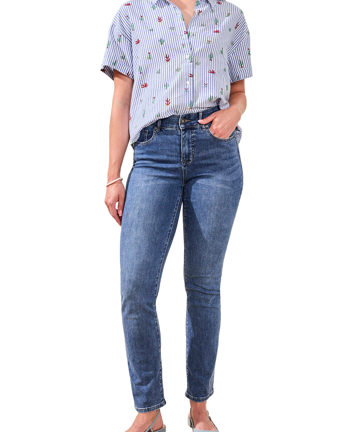 Click here for Tribal Womens Sophia Curvy Straight-Leg Jeans - Dk... prices