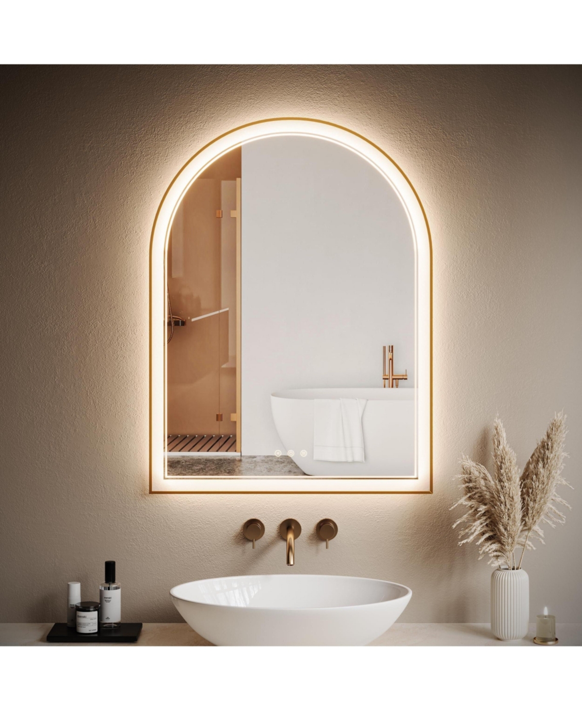 Click here for Homfan Arched Led Bathroom Mirror  26 in x38 in Go... prices
