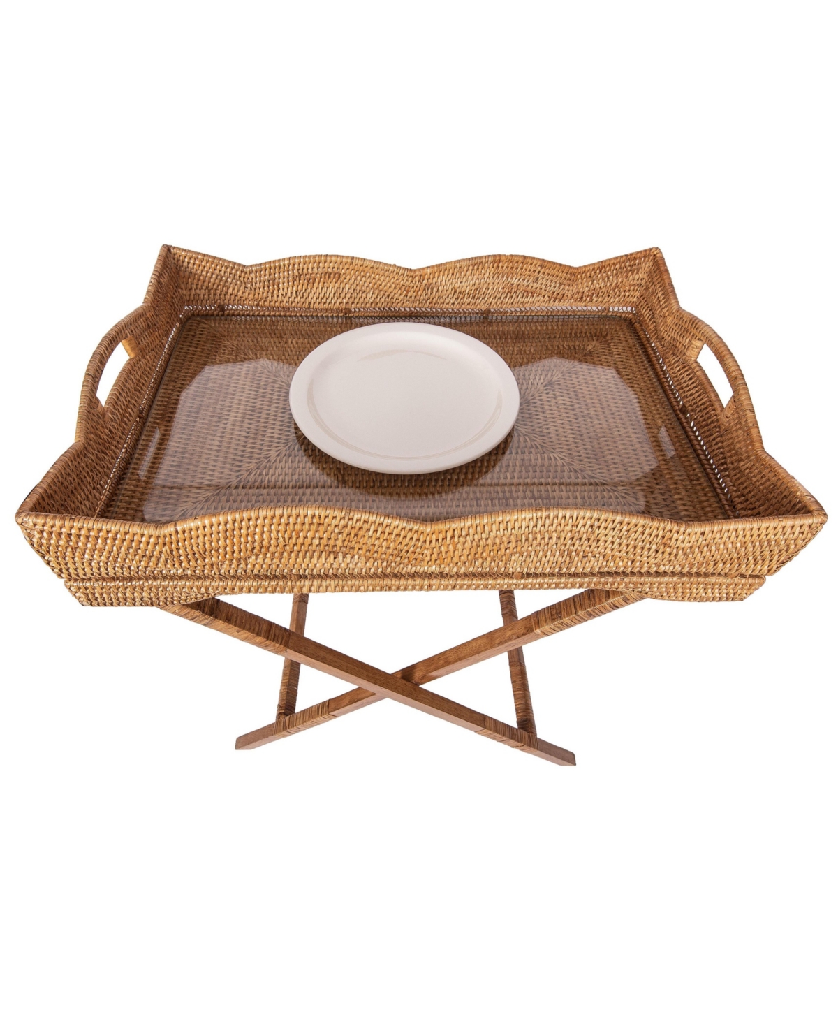 Click here for Artifacts Rattan Scallop Design Butler Tray with W... prices