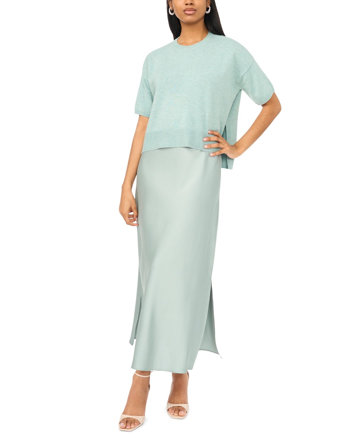 Click here for Msk Womens Sweetheart Neck Sweater Dress - Mint Hi... prices