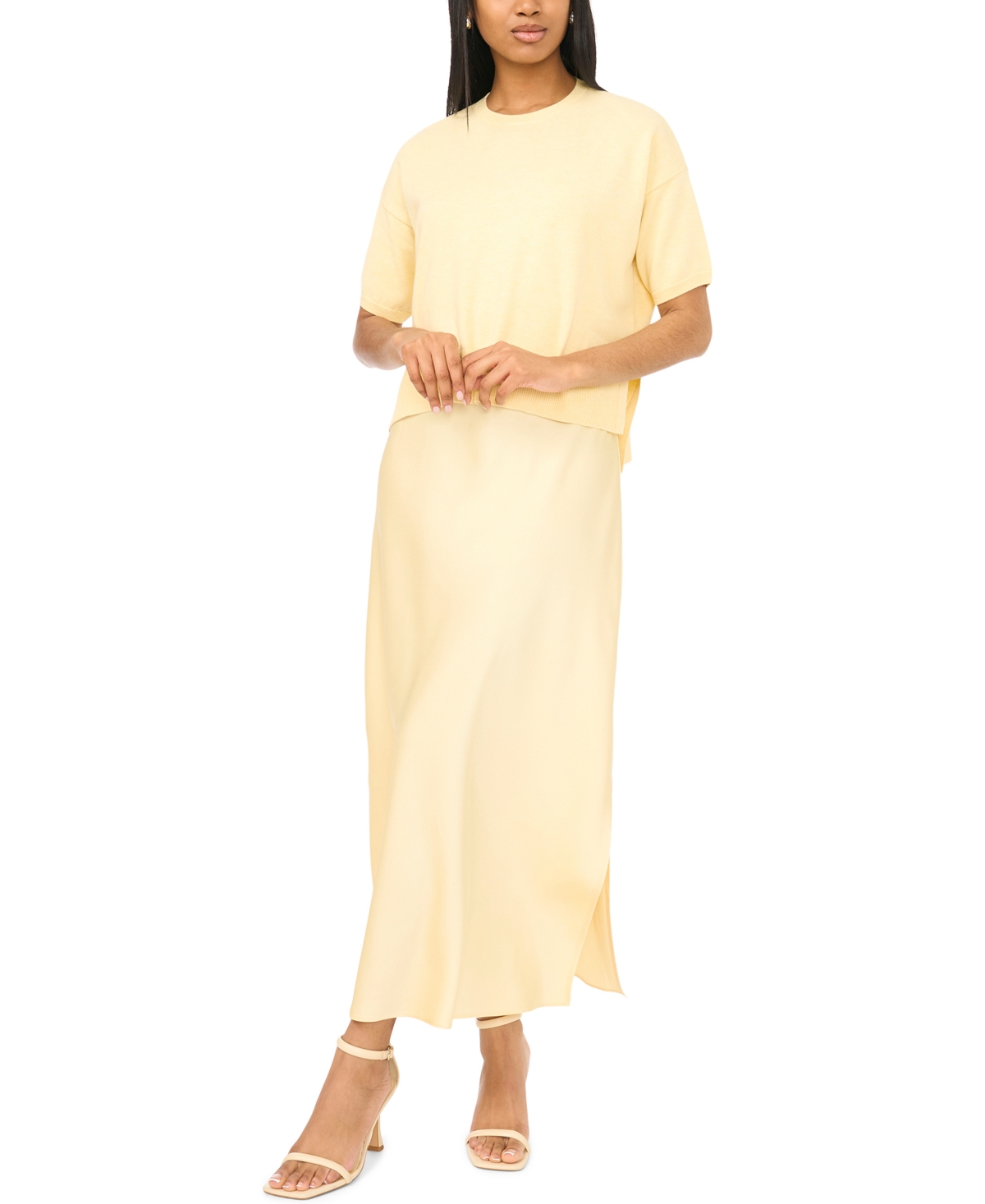 Click here for Msk Womens Sweetheart Neck Sweater Dress - Soft Ye... prices