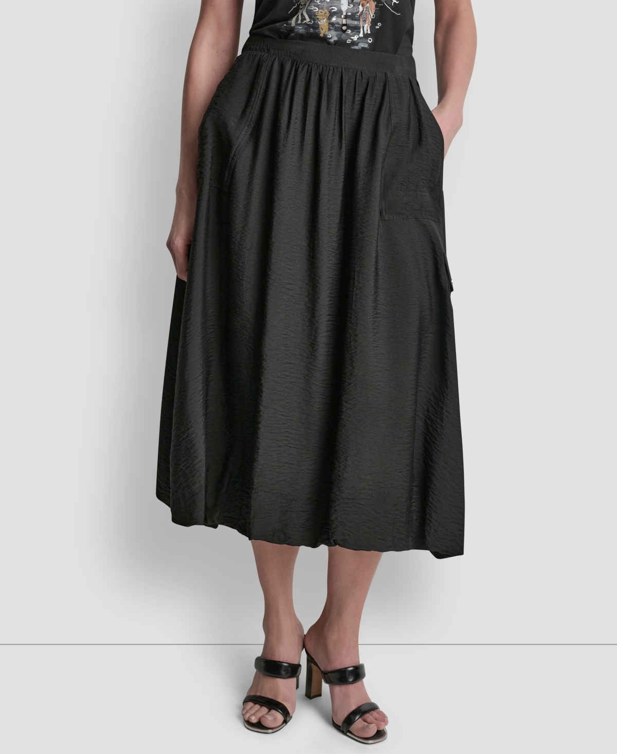 Click here for Dkny Womens Pull-On Bubble Hem Cargo Skirt - Black prices