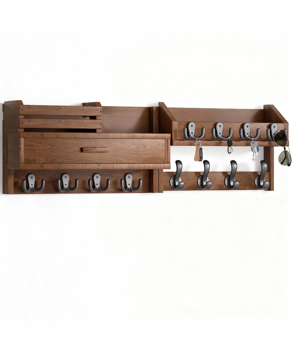 Click here for Yigii Solid Wood 6-in-1 Wall Organizer with 12 Hoo... prices