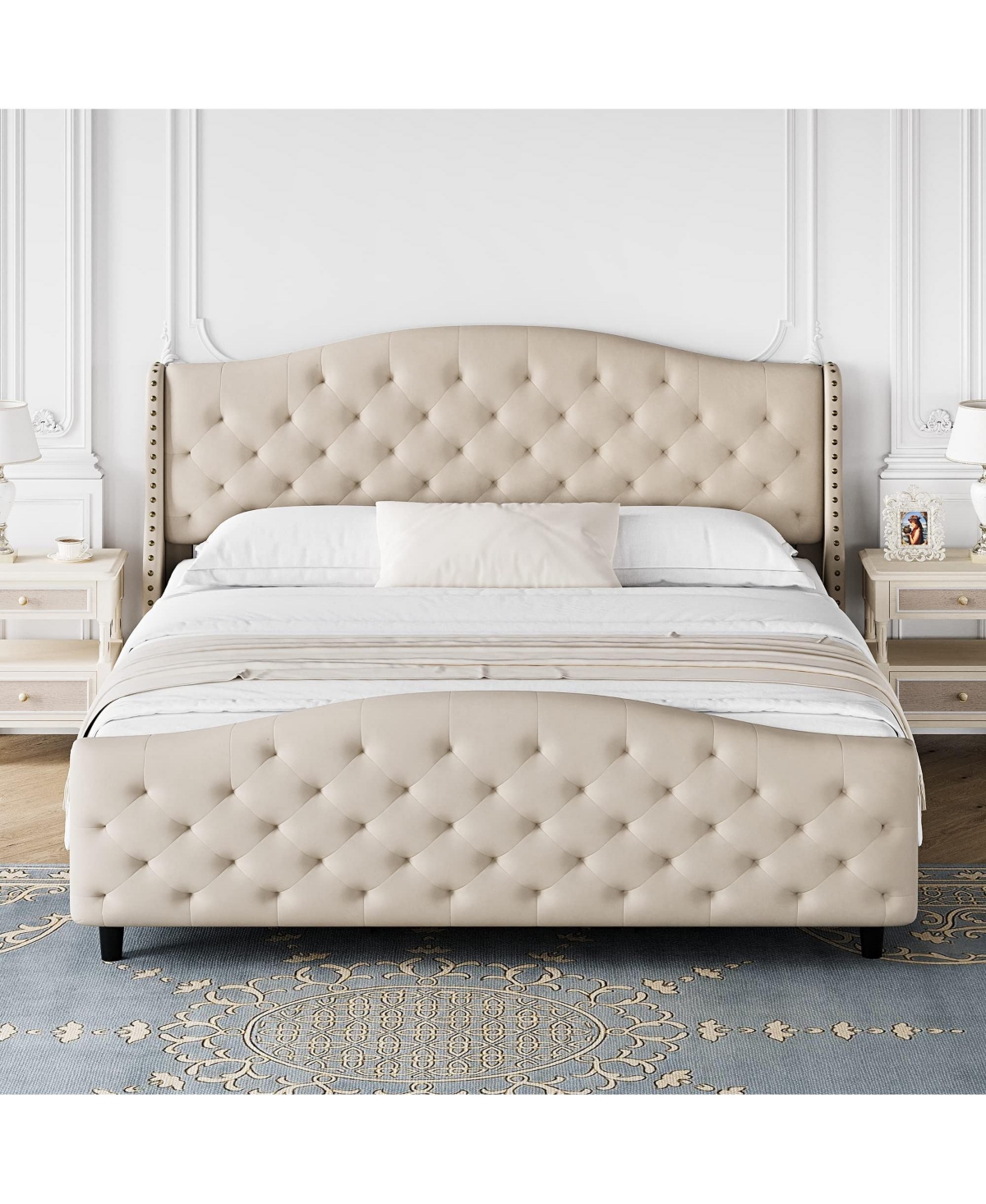 Click here for gaomon King Velvet Platform Bed Frame with Headboa... prices