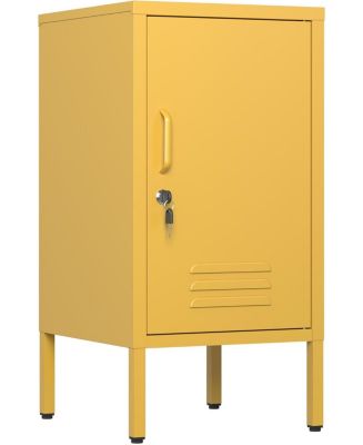 gaomon Metal Locker Nightstand with Door & Shelf, Modern Steel Bedside ...