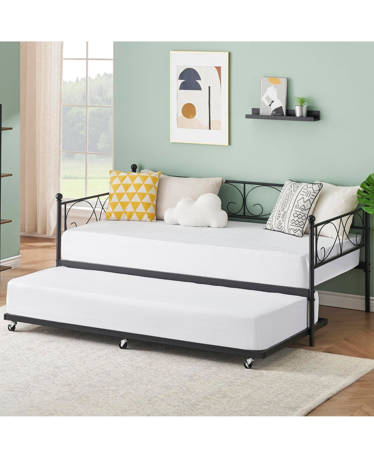 Click here for gaomon Twin Daybed with Trundle  Metal Sofa Bed Fr... prices