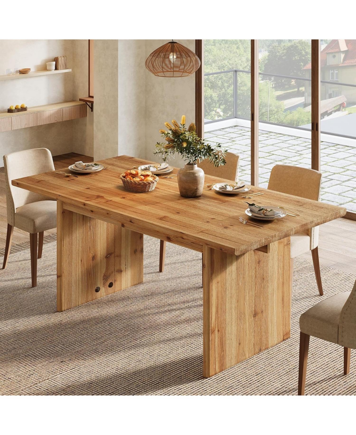 Click here for Tribesigns Solid Wood Dining Table for 6  63 Inche... prices