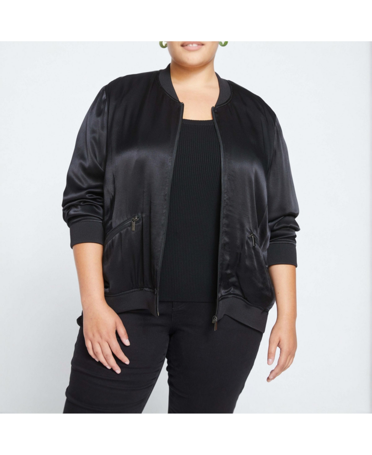 Click here for Universal Standard Plus Size Satin Bomber Jacket -... prices