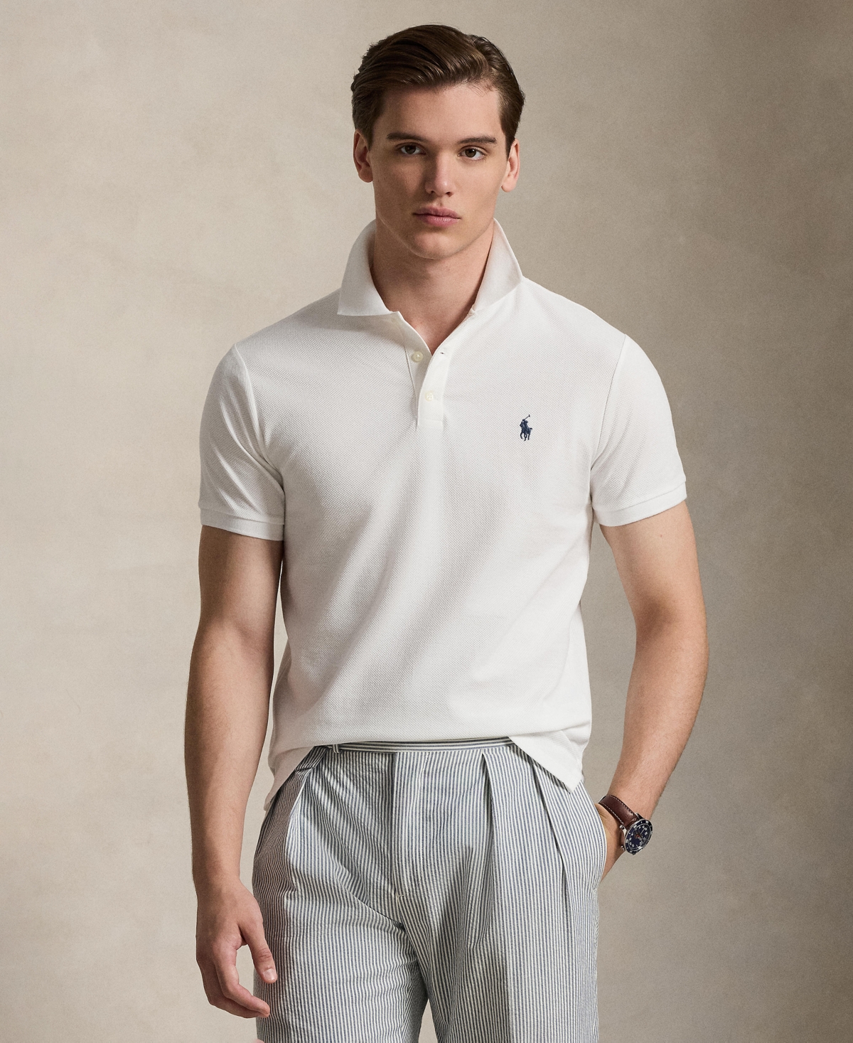 Click here for Polo Ralph Lauren Mens Slim-Fit Honeycomb Mesh Pol... prices