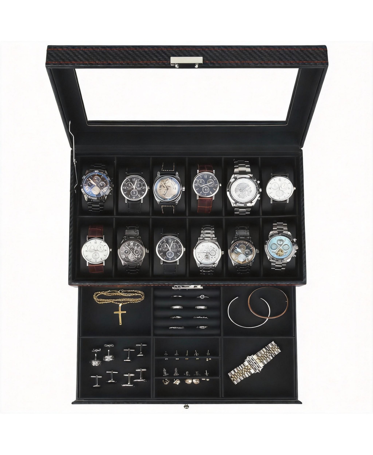 Click here for Yigii Premium Leather Watch & Jewelry Organizer wi... prices
