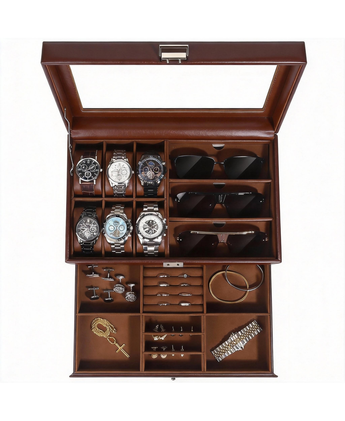 Click here for Yigii Premium Leather Watch & Jewelry Organizer wi... prices