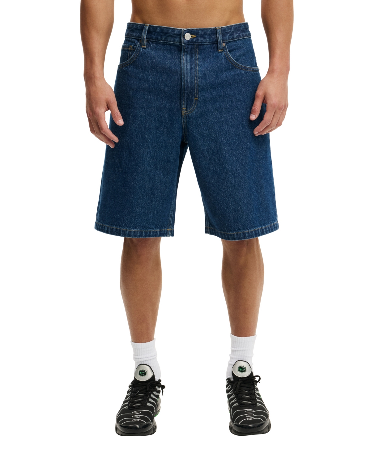 Click here for Cotton On Mens Baggy Patch Pocket Denim Shorts - B... prices